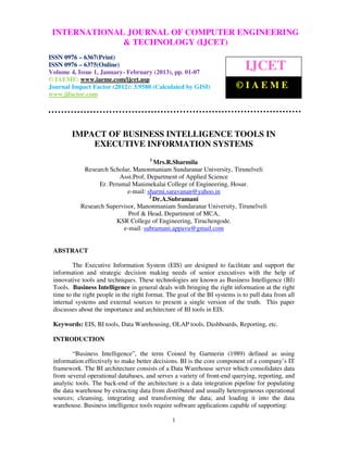 Impact of business intelligence tools in executive information systems | PDF