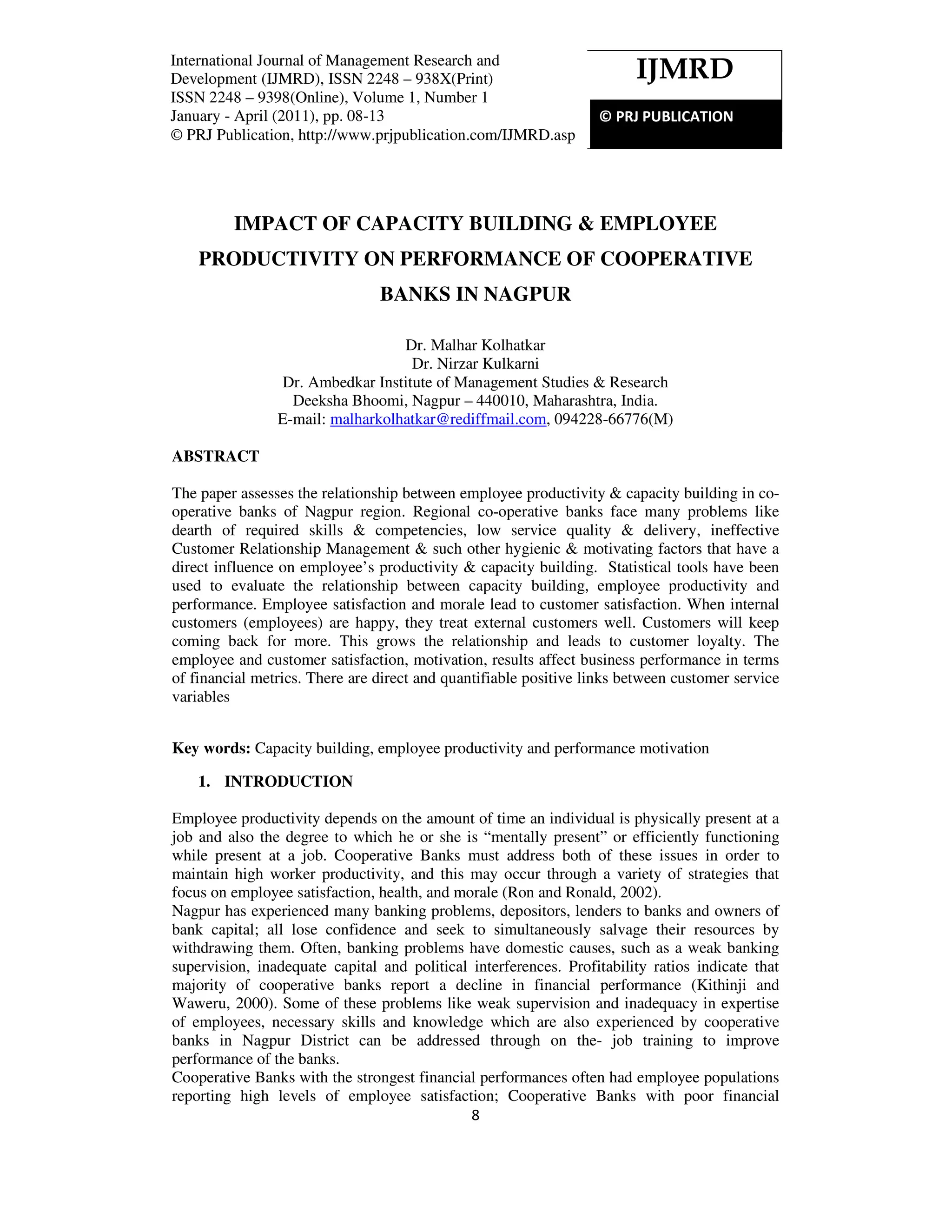 Impact of capacity building & employee | PDF