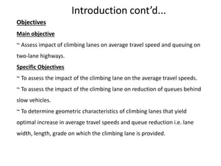 Impact of climbing lanes on average travel speed | PPT