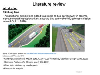 Impact of climbing lanes on average travel speed | PPT