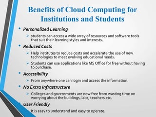 Impact of cloud computing in education, e governance | PPTX