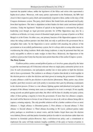 IMPACT OF COALITION POLITICS ON FEDERAL INSTITUTIONS -THE INDIAN ...