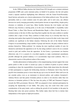 IMPACT OF COALITION POLITICS ON FEDERAL INSTITUTIONS -THE INDIAN ...