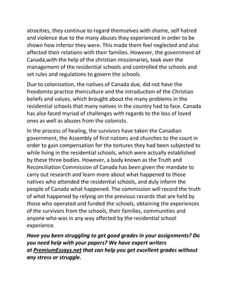 Impact of colonization in canada essay | PDF