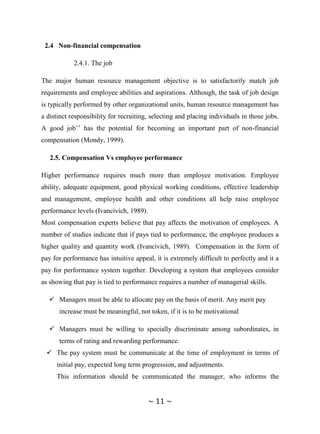 Impact of compensation on employees job performance incase of ...