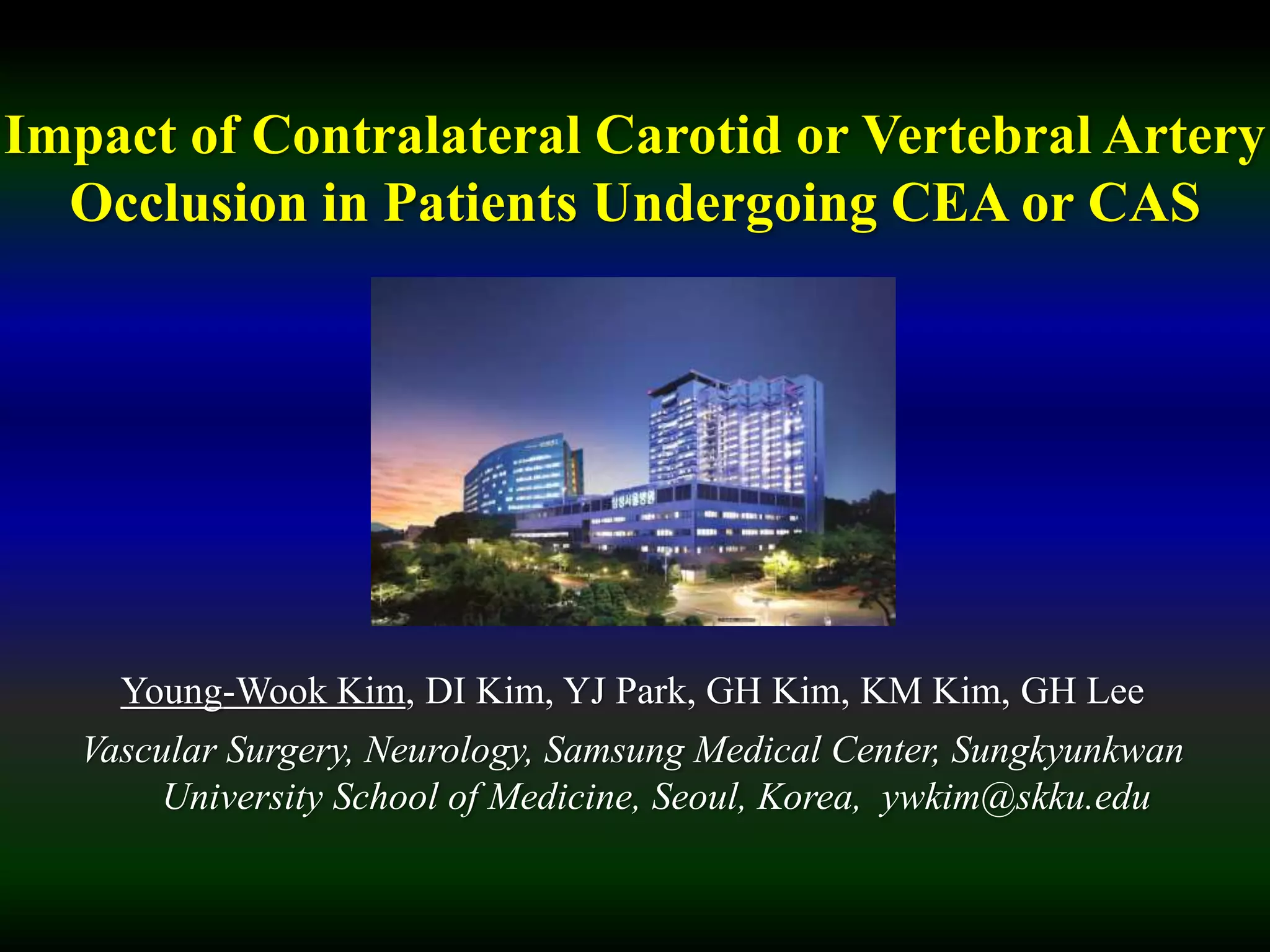 Impact of contralateral carotid or vertebral artery occlusion in ...