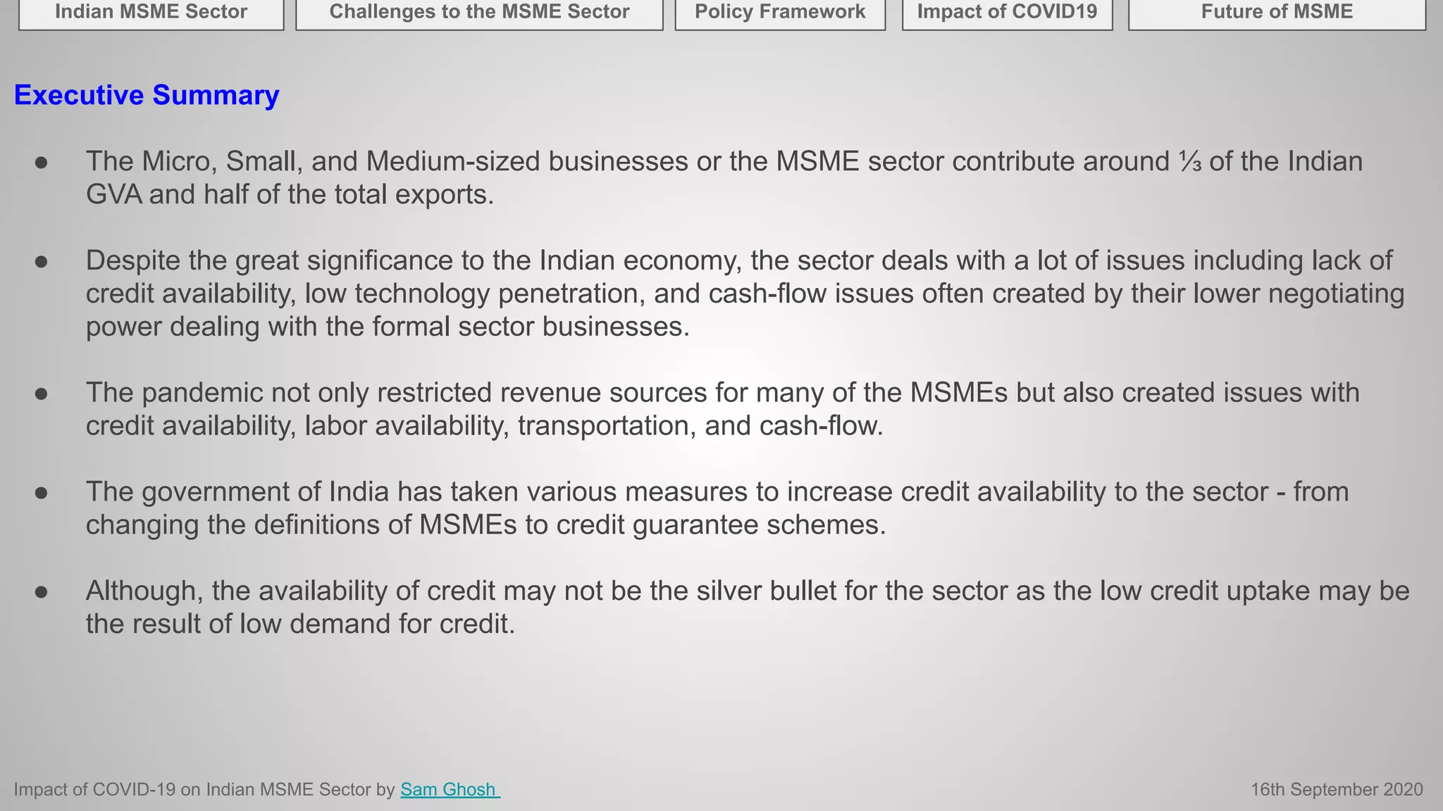 Impact of COVID-19 on Indian MSME Sector: 16th September 2020 | PDF