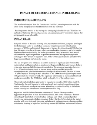 Impact of cultural change in retailing | DOC