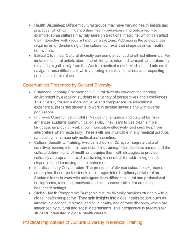 "Impact of Cultural Diversity on Medical Training in Curaçao: A ...