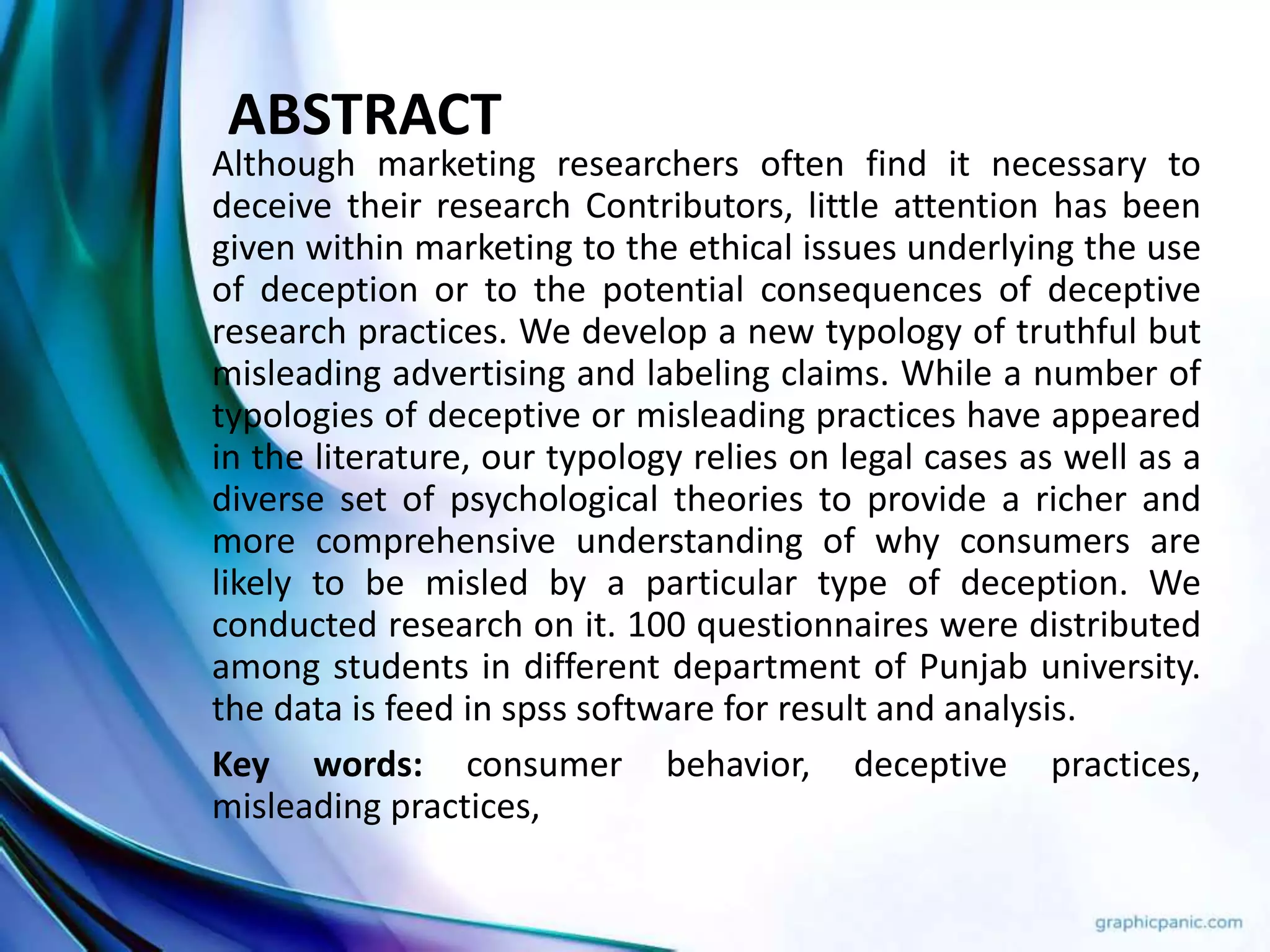 Impact of deceptive practices on consumer behavior | PPTX