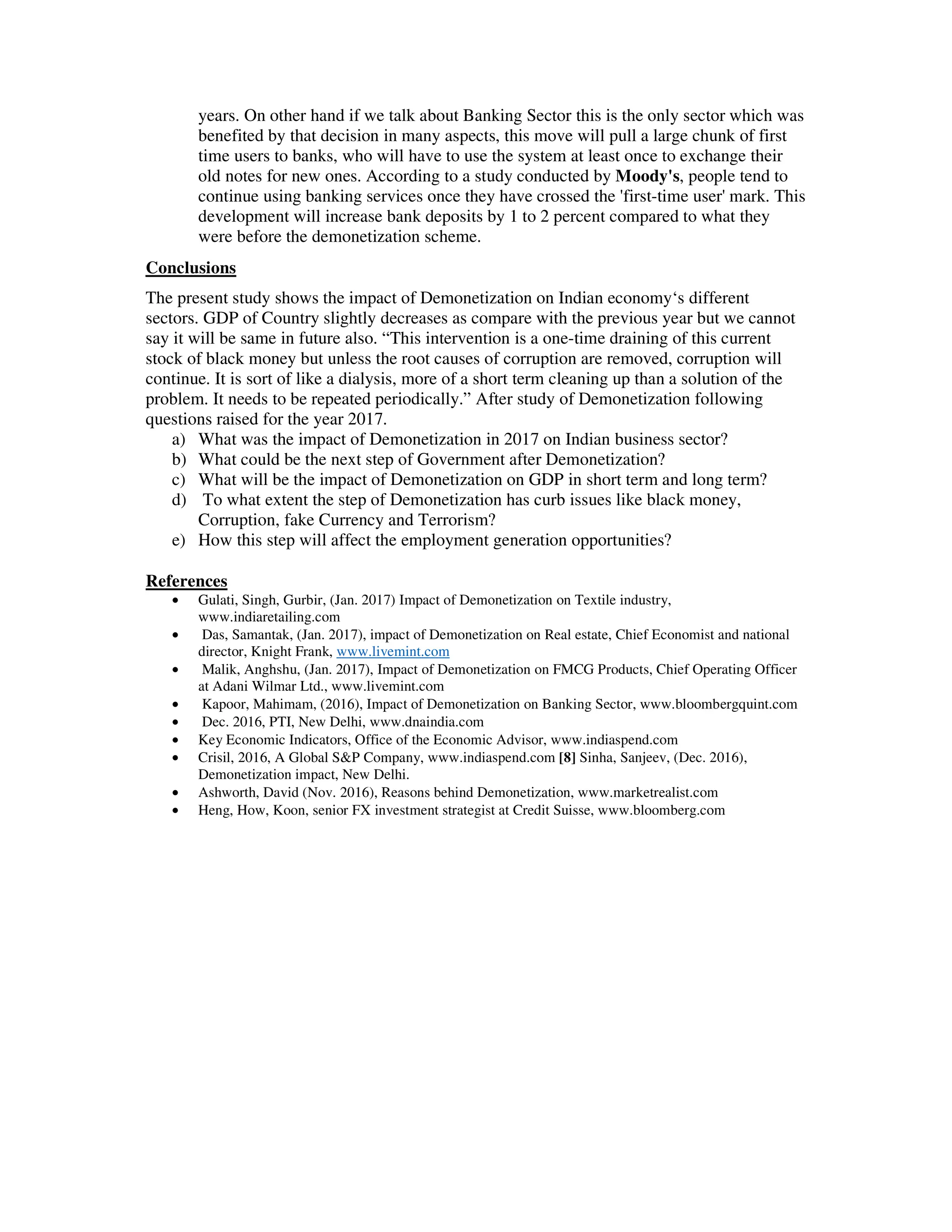 Impact of demonetization on indian economy | PDF