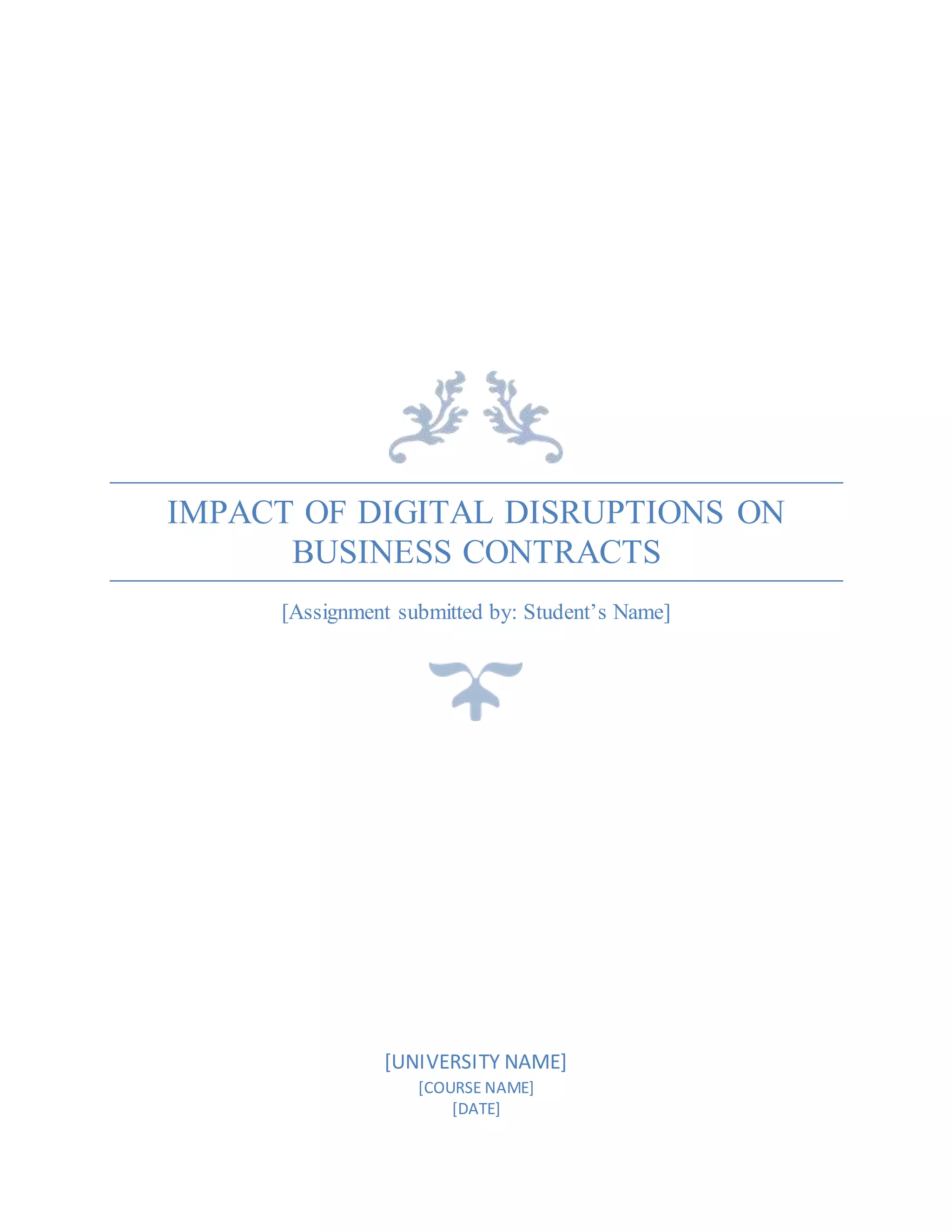 Impact of digital disruptions on business contracts | DOCX