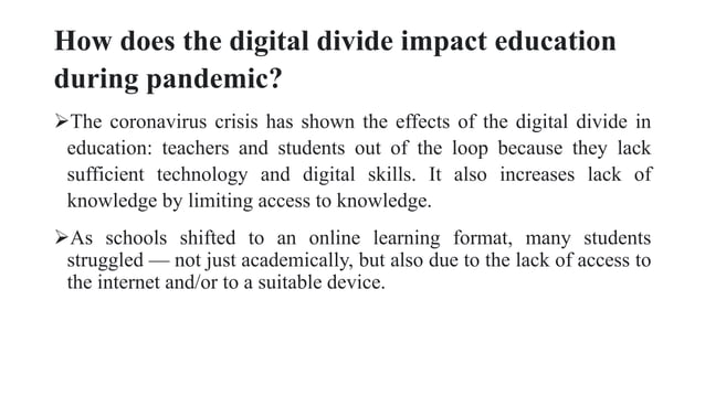 Impact of Digital Divide on Education.ppt | Online Education | Education