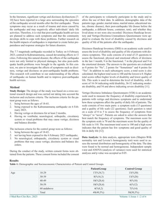 Impact of Earthquakes on Dizziness-Related Disabilities and Quality of ...