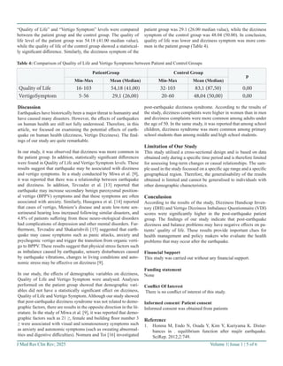 Impact of Earthquakes on Dizziness-Related Disabilities and Quality of ...