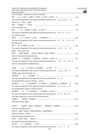 Impact of economic factors changes on paddy farmers | PDF