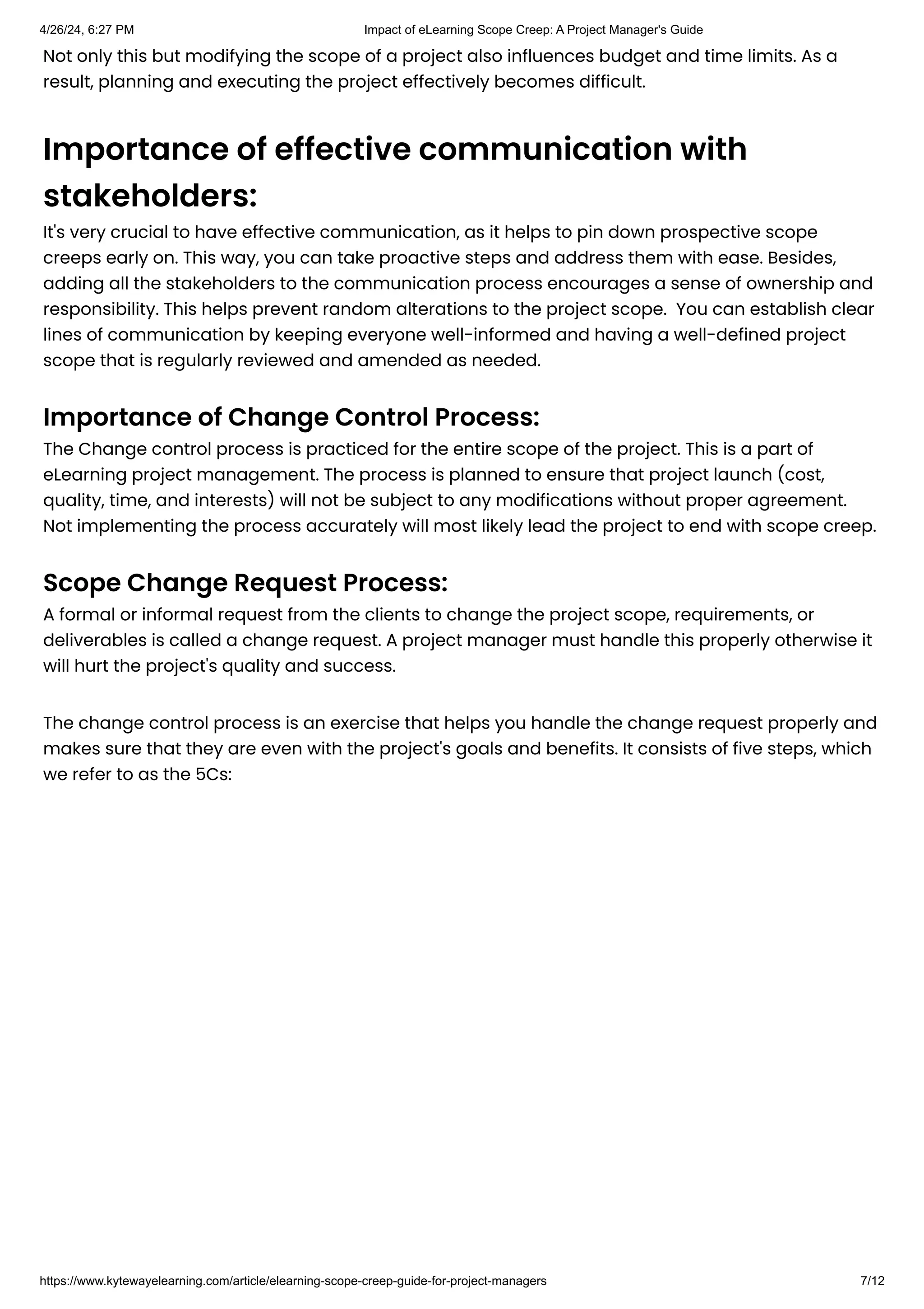 Impact of eLearning Scope Creep_ A Project Manager's Guide | PDF