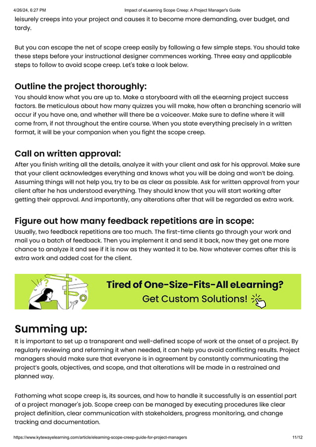 Impact of eLearning Scope Creep_ A Project Manager's Guide | PDF
