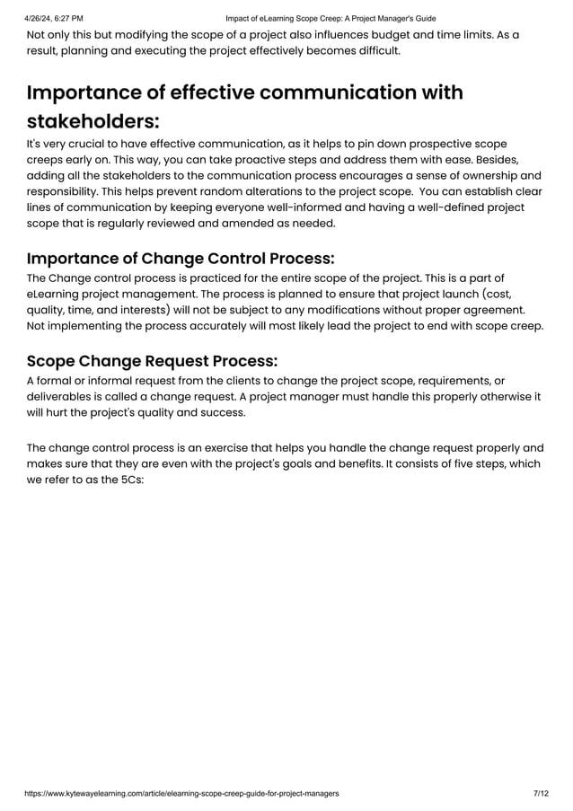 Impact of eLearning Scope Creep_ A Project Manager's Guide | PDF