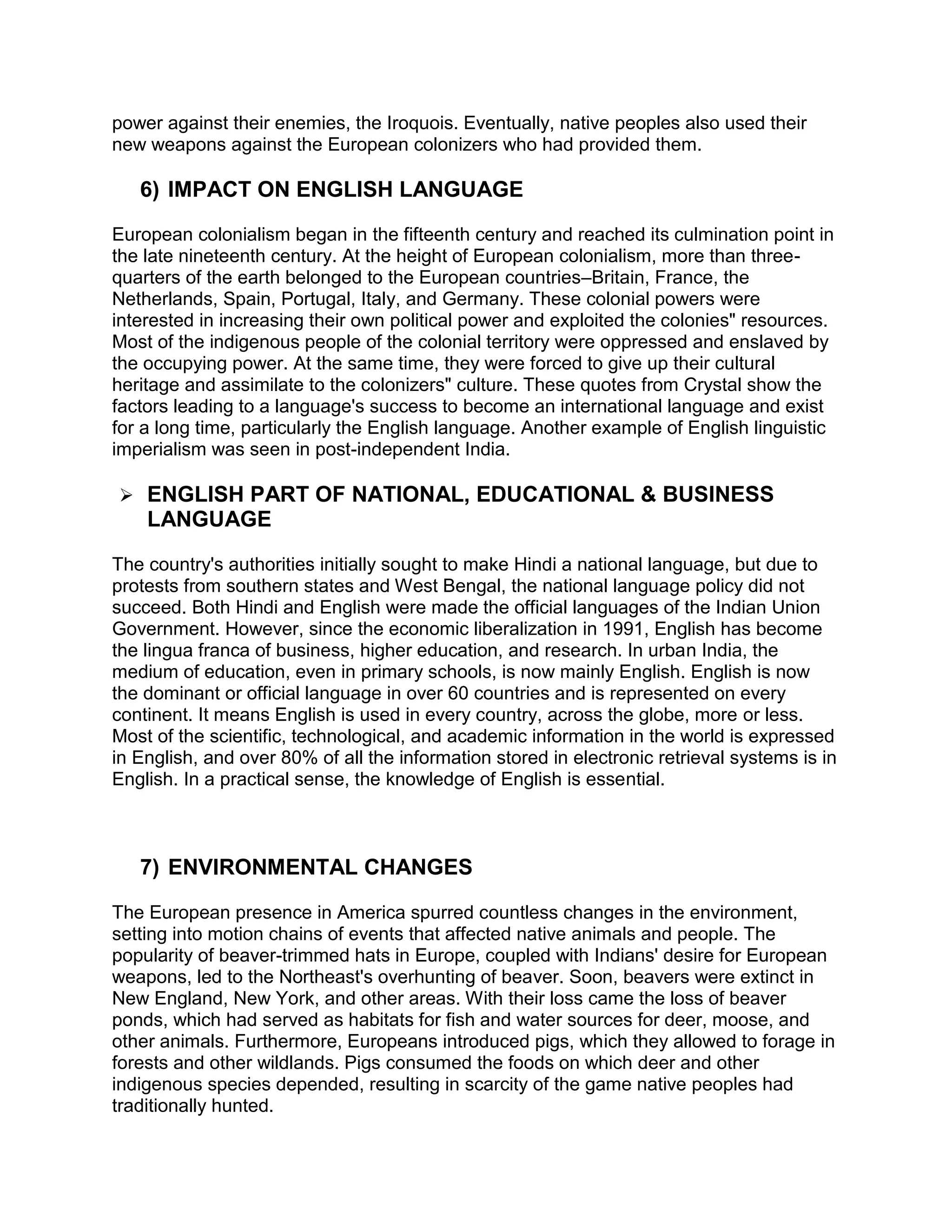 Impact of European exploration and colonization | PDF