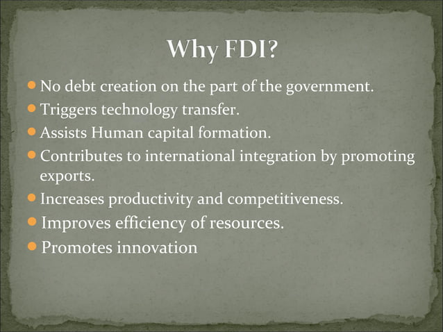 Impact of foreign direct investment in india | PPT