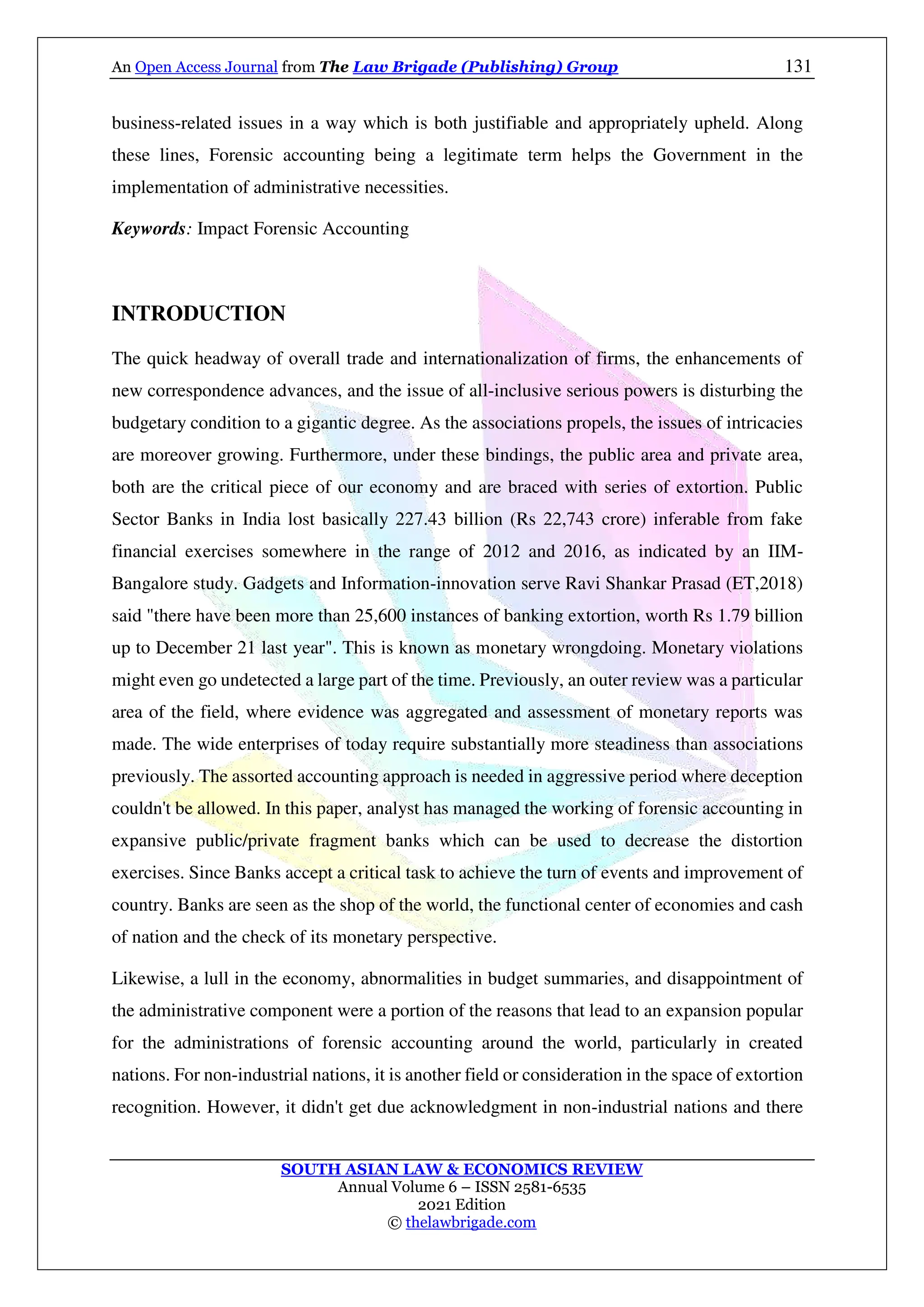 IMPACT OF FORENSIC ACCOUNTING ON INDIAN INDUSTRY | PDF | Business ...