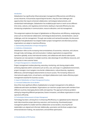 Impact of Globalisation on project management. docx | PDF