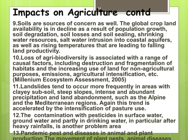 Impact of global climate change on agriculture A Presentation by Mr ...
