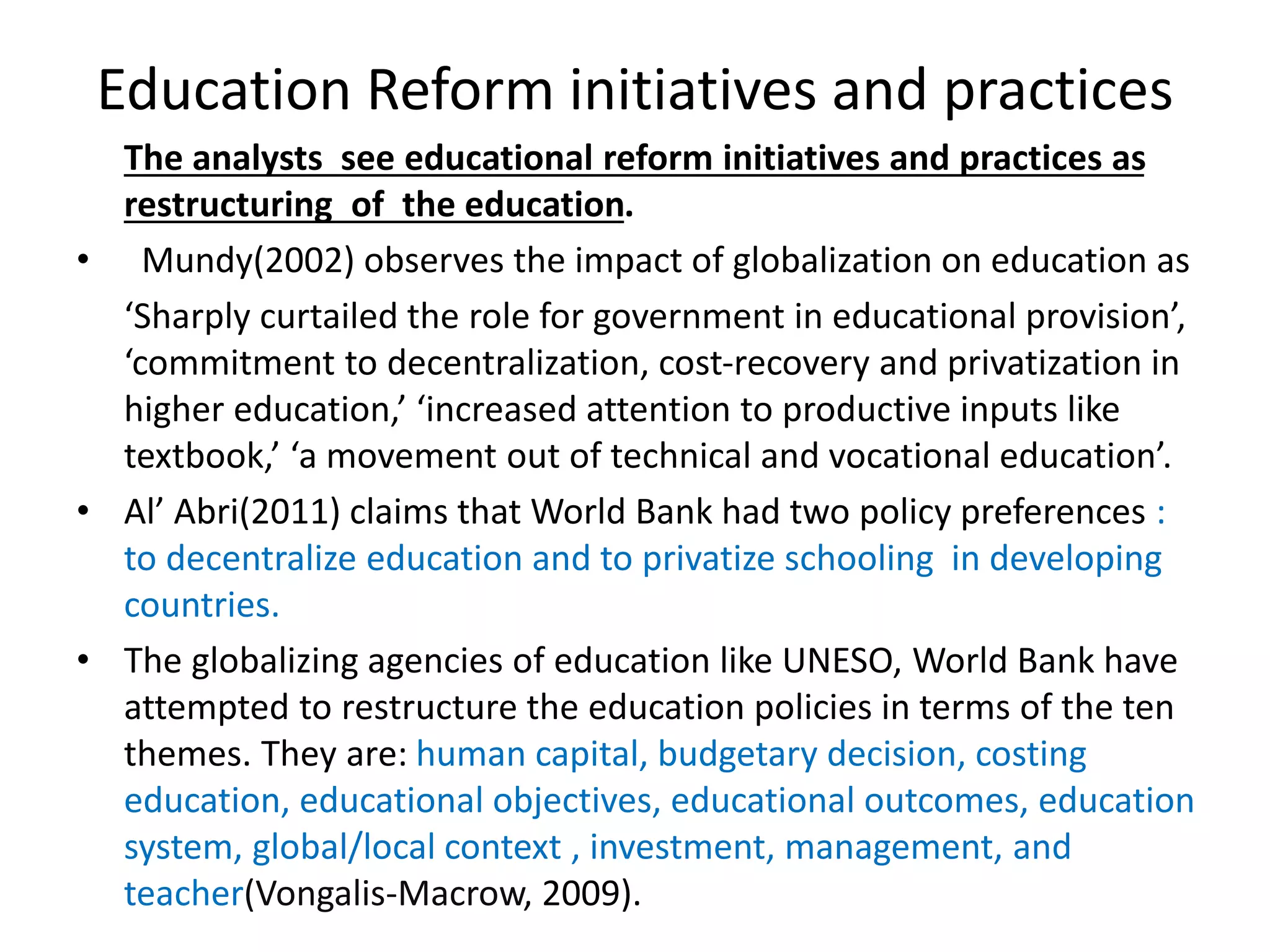 Impact of globalization on educational reform and practice | PPTX