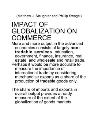 Impact of globalization on labour, commerce and industry and their ...