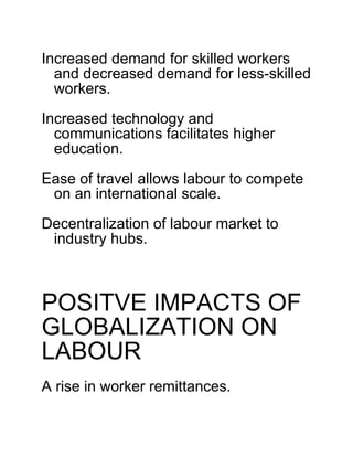 Impact of globalization on labour, commerce and industry and their ...