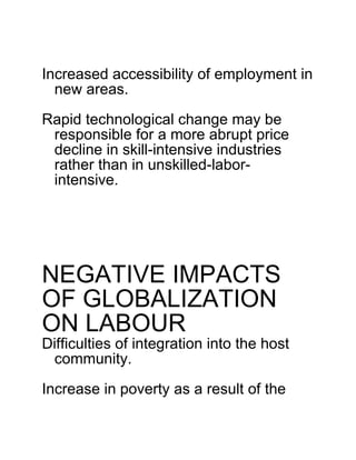 Impact of globalization on labour, commerce and industry and their ...