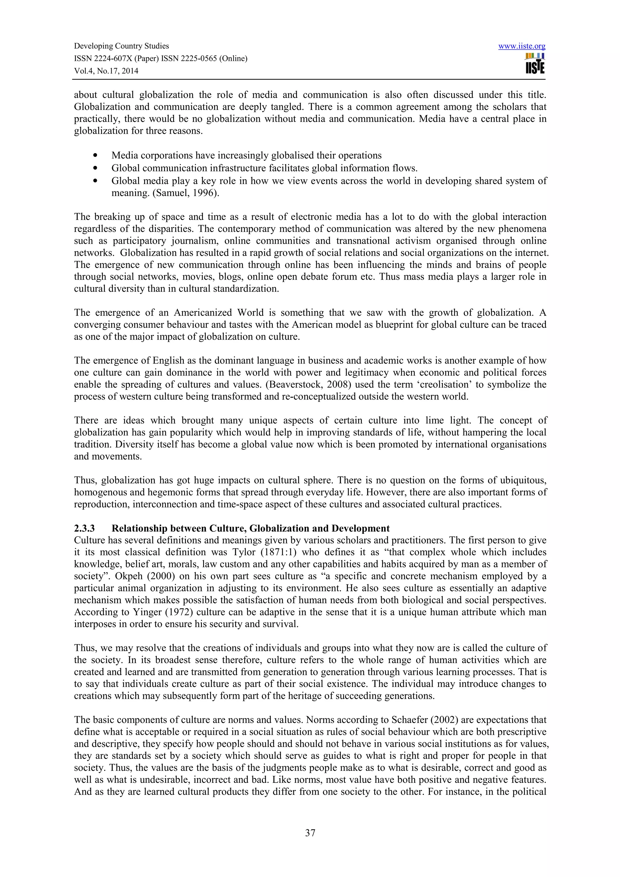 Impact of globalization on socio cultural development in nigeria | PDF