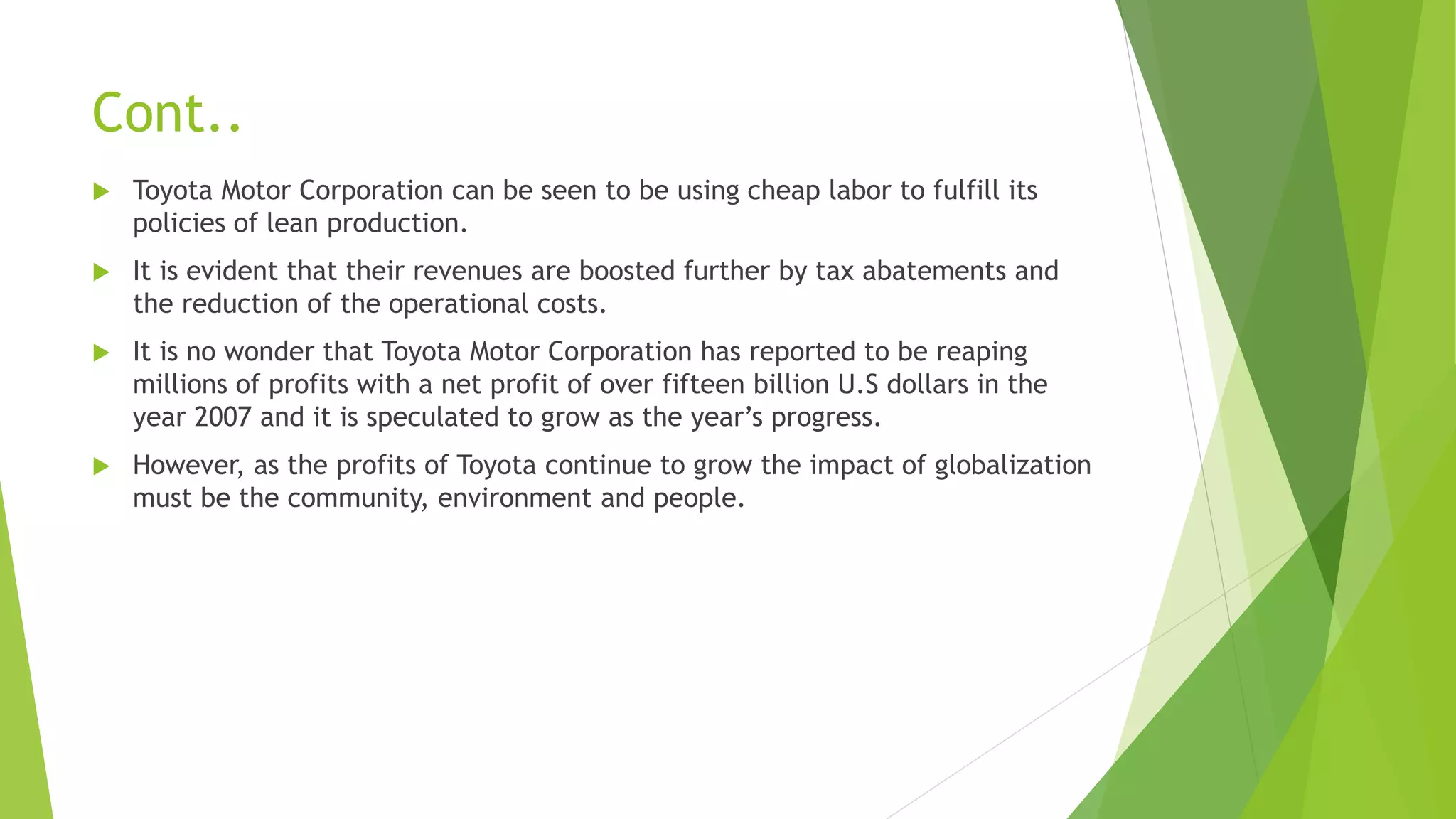 Impact of globalization on toyota motors | PPTX