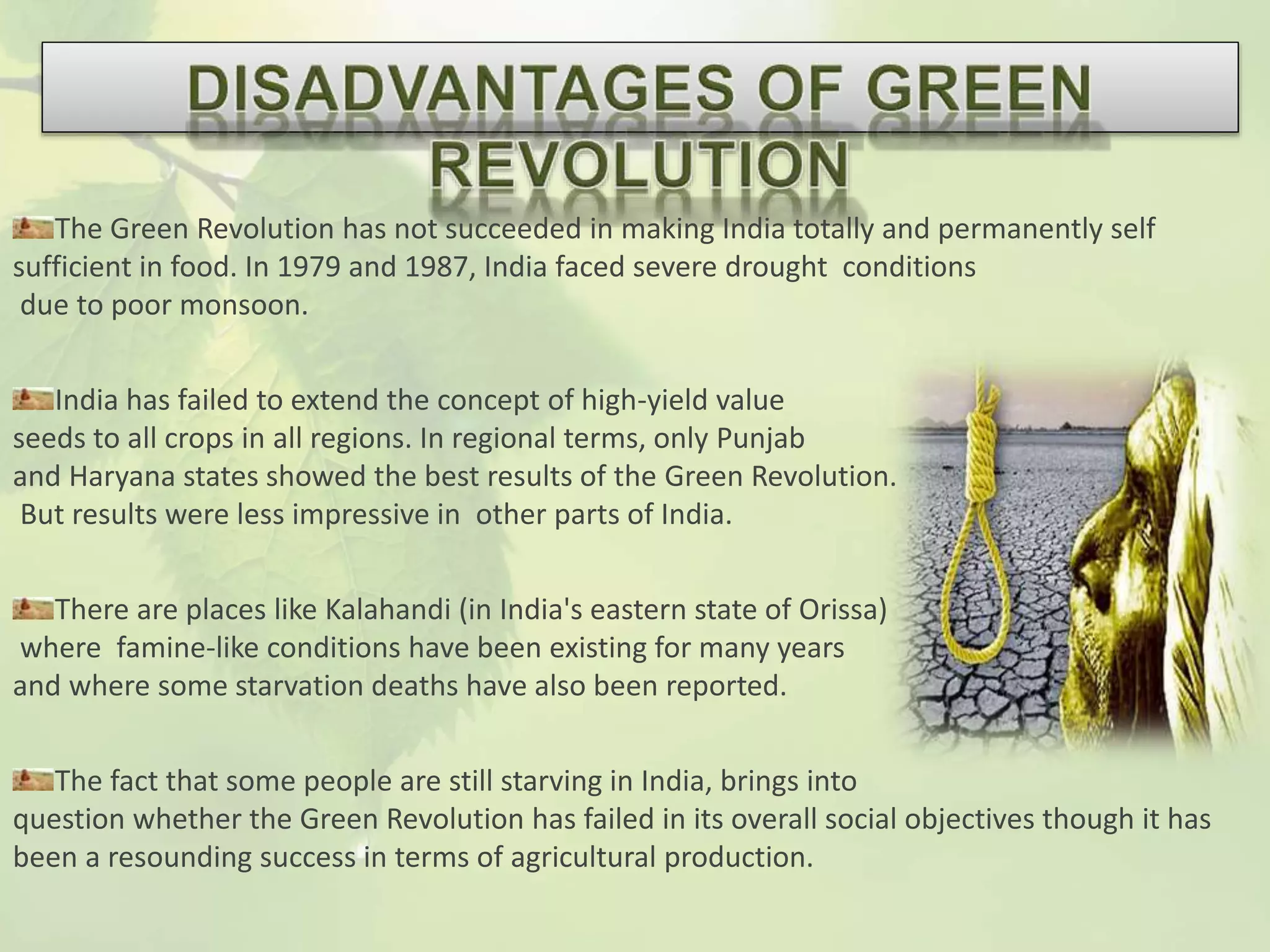 Impact of Green Revolution on Indian Agriculture | PPTX
