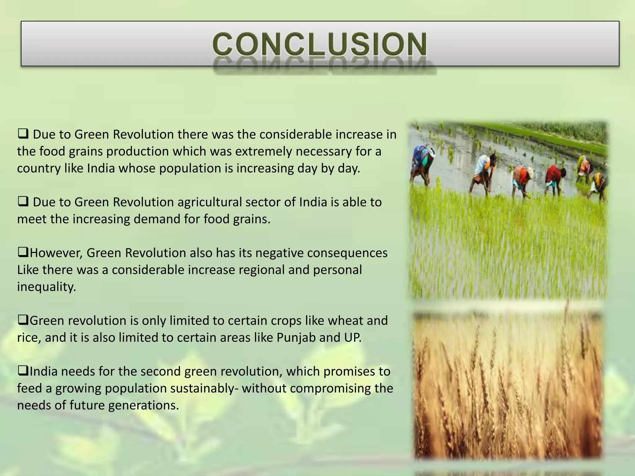 Impact of Green Revolution on Indian Agriculture | PPTX