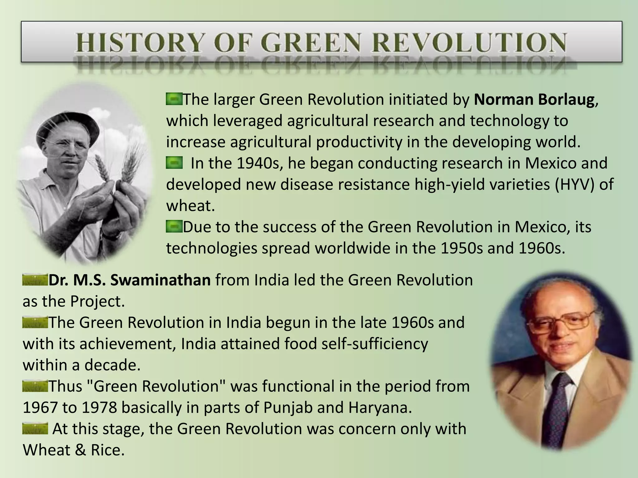 Impact of Green Revolution on Indian Agriculture | PPTX