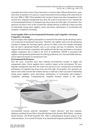 Impact of Green Supply Chain Management Practices on Environment Performance and Competitive ...