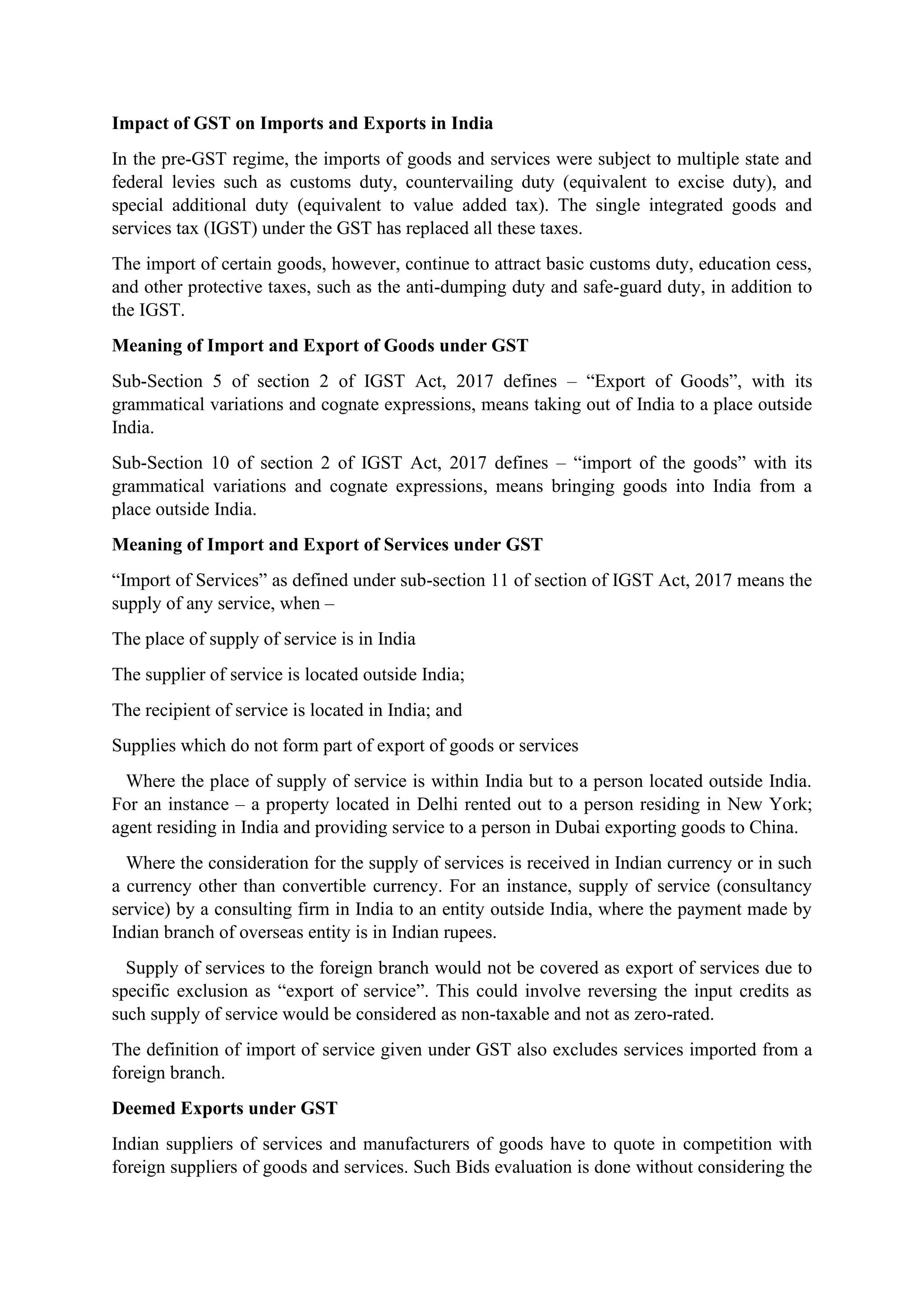 Impact of GST on import & export | PDF
