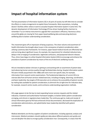 Impact of hospital information system | PDF