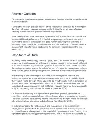 Impact of hrm on organization growth thesis | DOCX