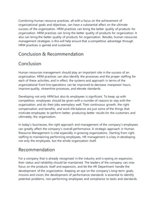 Impact of hrm on organization growth thesis | DOCX