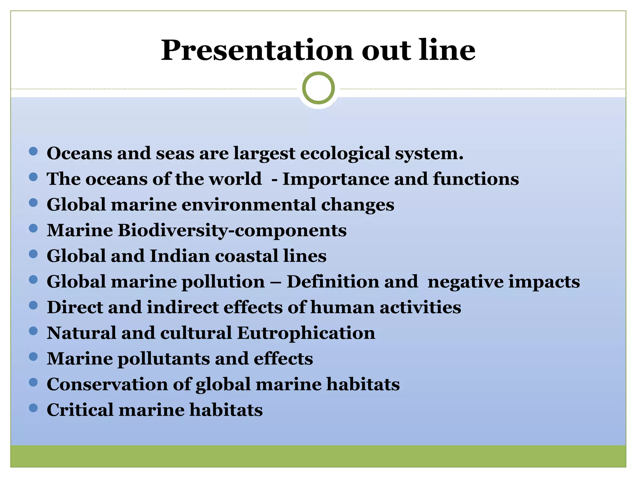 Impact of human activities on global marine environment | PPT
