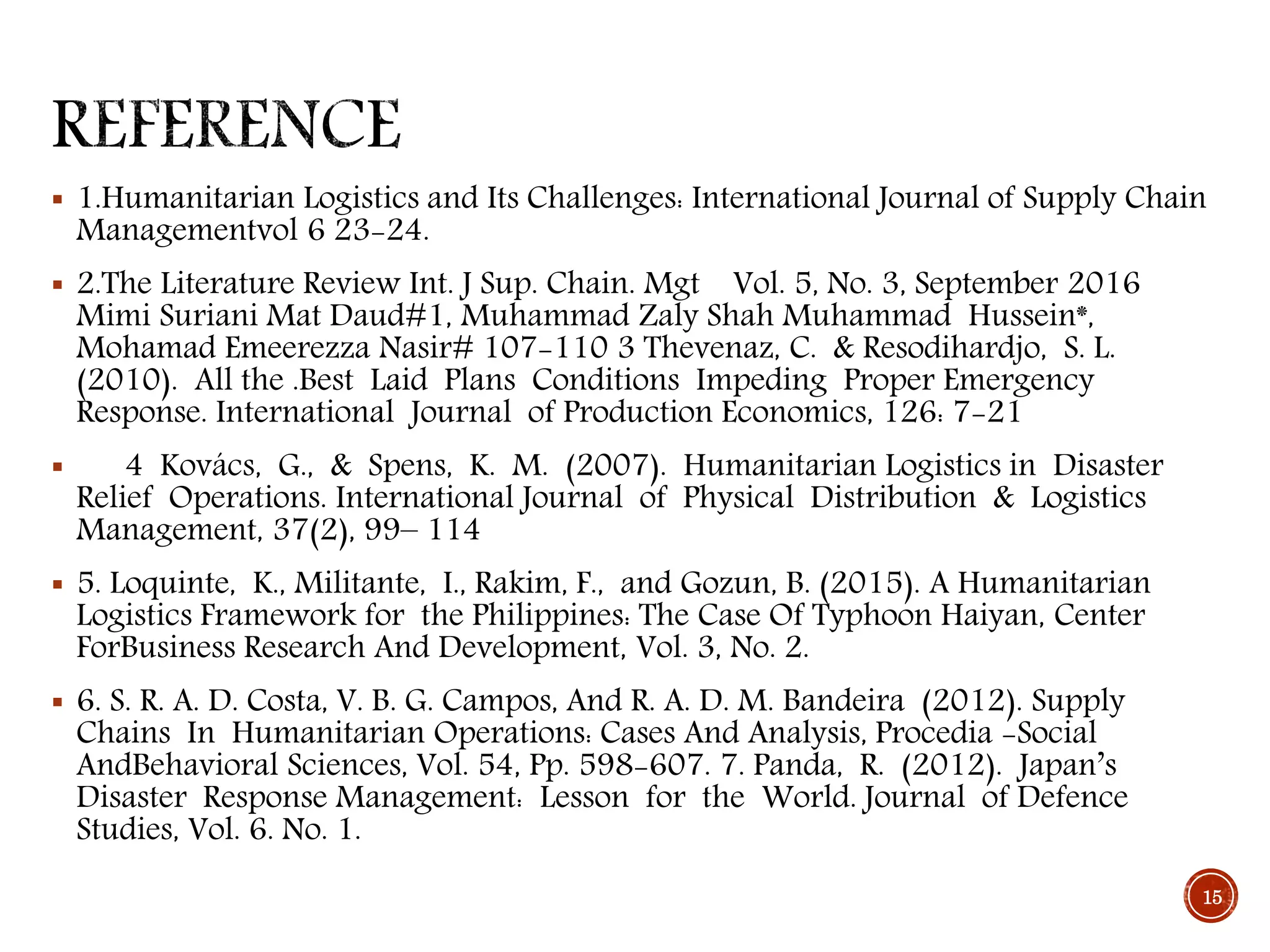 Impact of humanitarian logistics in disaster relief operations | PPTX