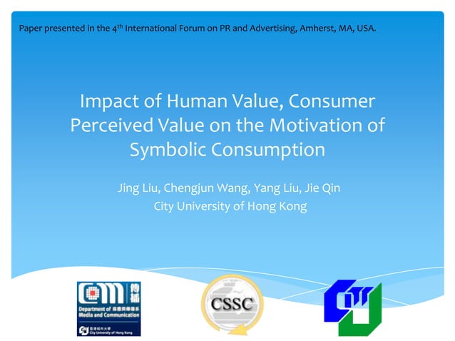 Impact of human value, consumer perceived value | PPT