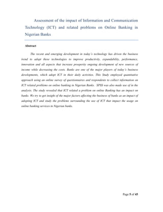 Impact of ICT and related problems on online banking in Nigerian Banks ...