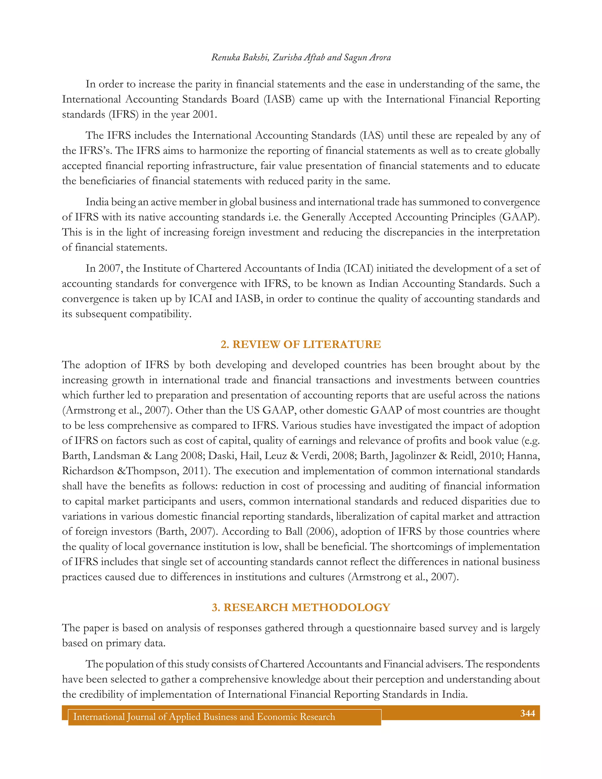 Impact of implementation of international financial reporting standard ...