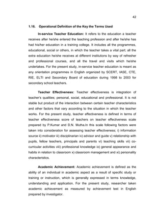 Impact of in service teacher training programme on students achievement ...