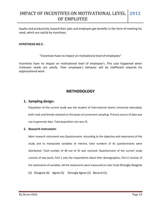 Impact of incentives on motivation level of employee (2) | DOCX