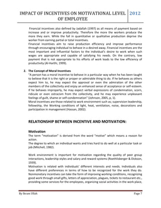 Impact of incentives on motivation level of employee (2) | DOCX